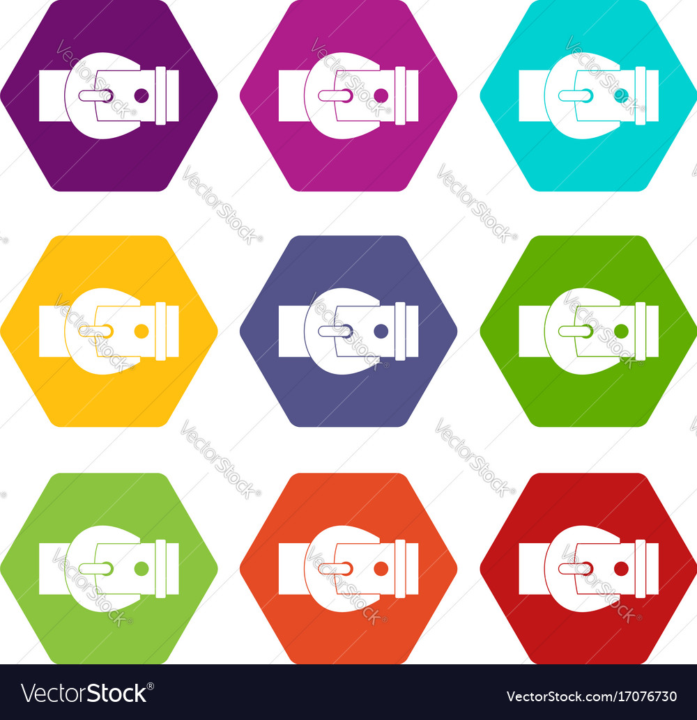 Buckle icon set color hexahedron Royalty Free Vector Image