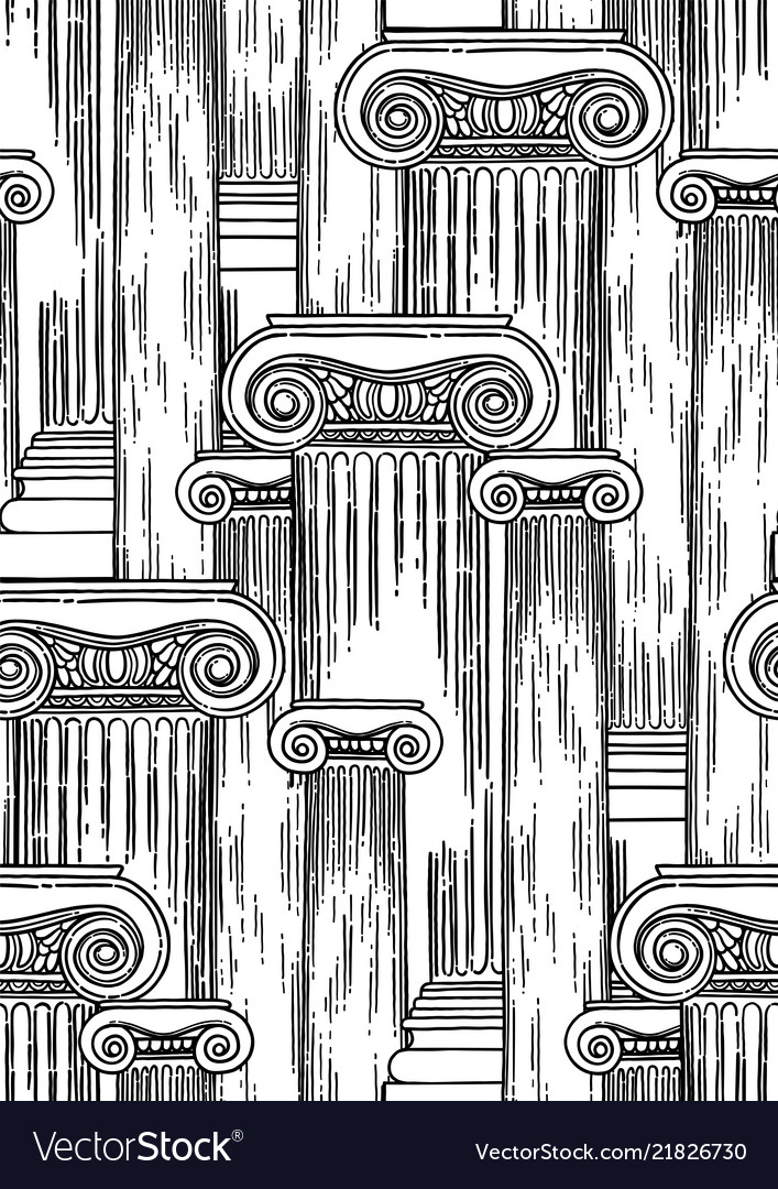 Classical pattern ancient columns drawn in Vector Image