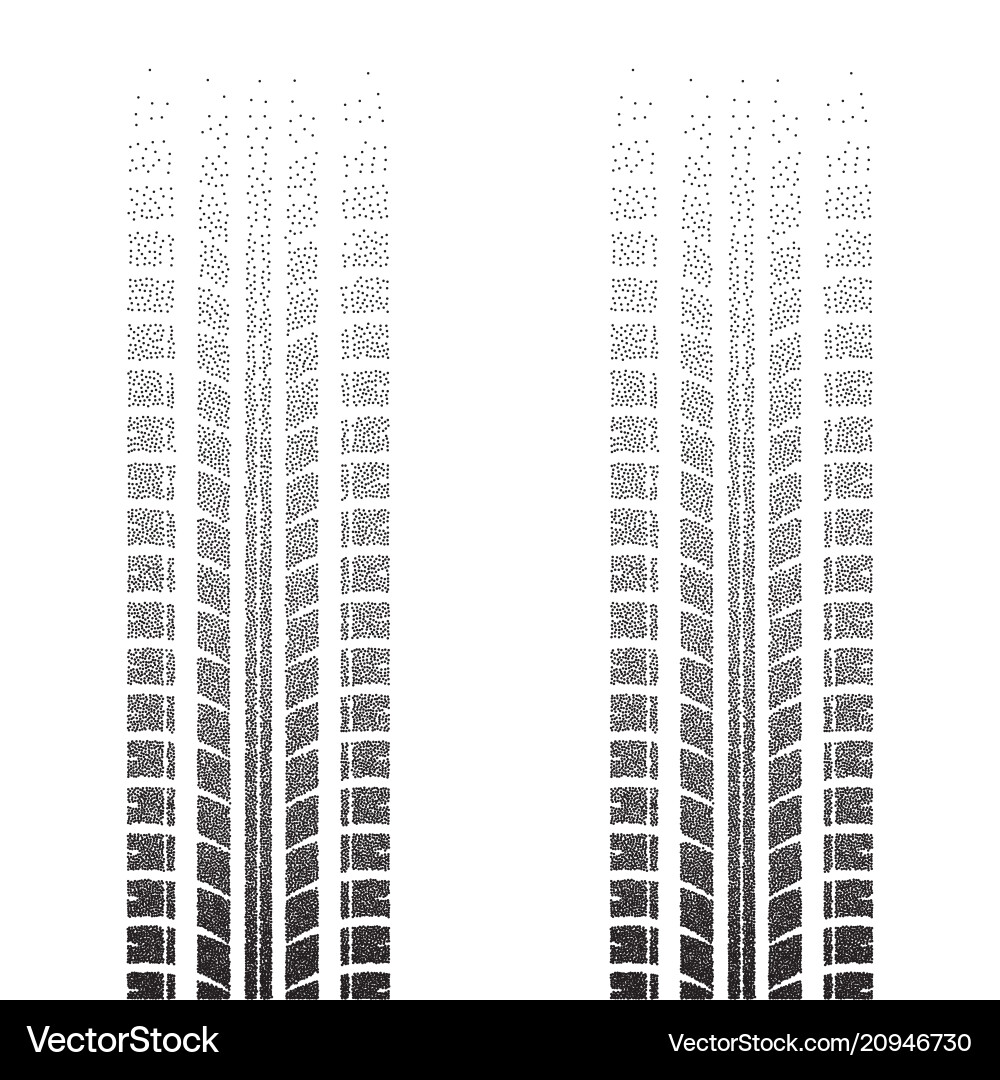 Dotted and outline tire tracks Royalty Free Vector Image