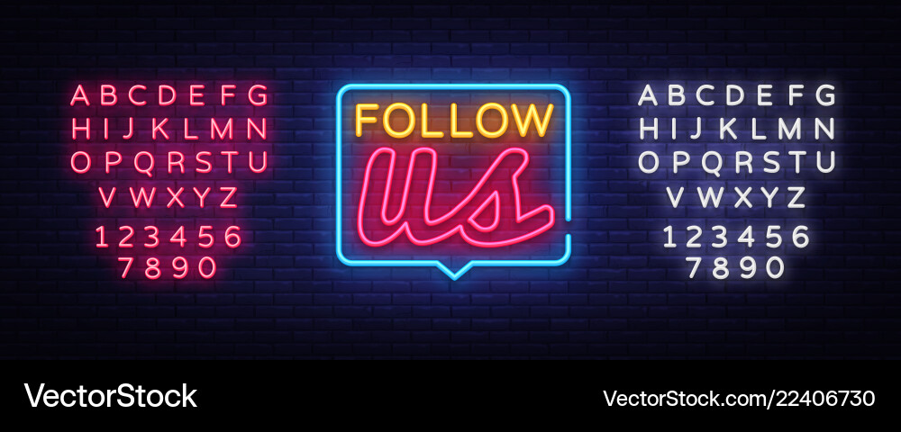 Follow us neon text us neon sign Royalty Free Vector Image