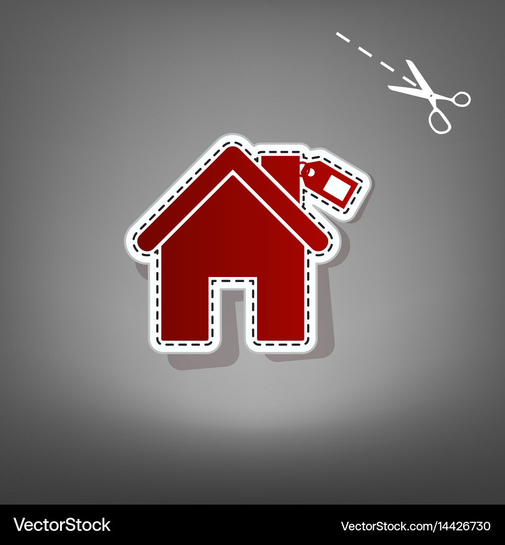Home silhouette with tag red icon Royalty Free Vector Image