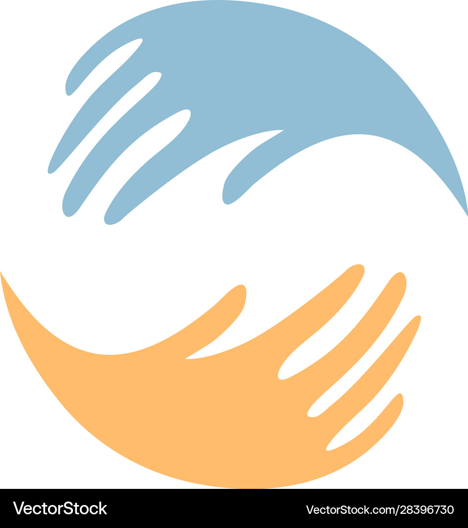 Isolated colorful hands logo global Royalty Free Vector