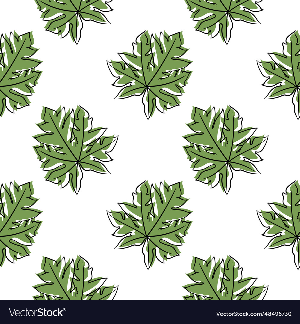 Leaf hand drawn seamless pattern Royalty Free Vector Image