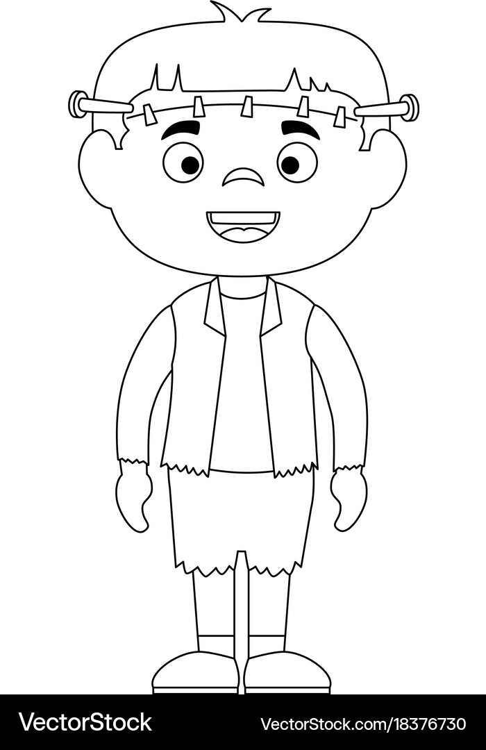 Little boy disguised as a frankenstein Royalty Free Vector