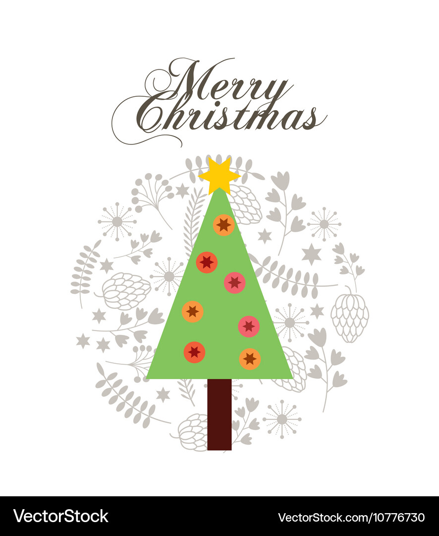 Merry christmas tree holiday december Royalty Free Vector