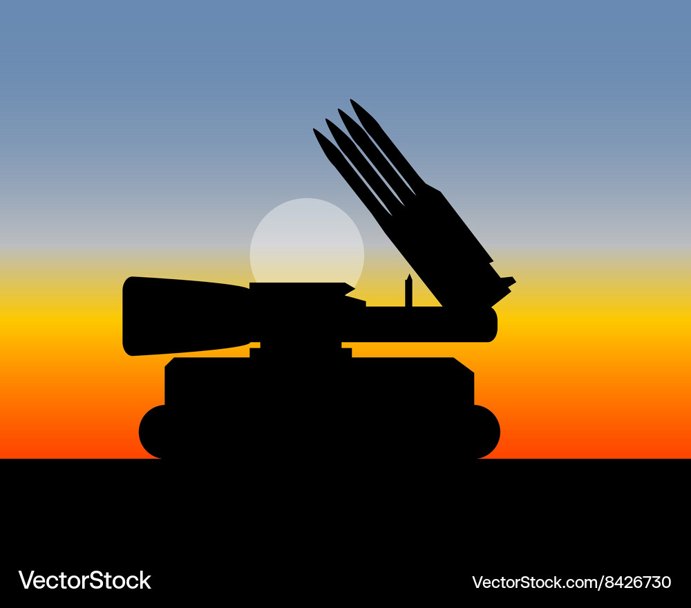 Missile launcher with four missiles Royalty Free Vector