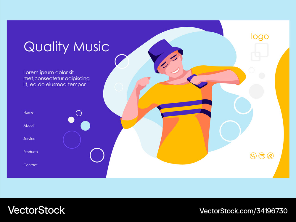 Music online landing page template Royalty Free Vector Image