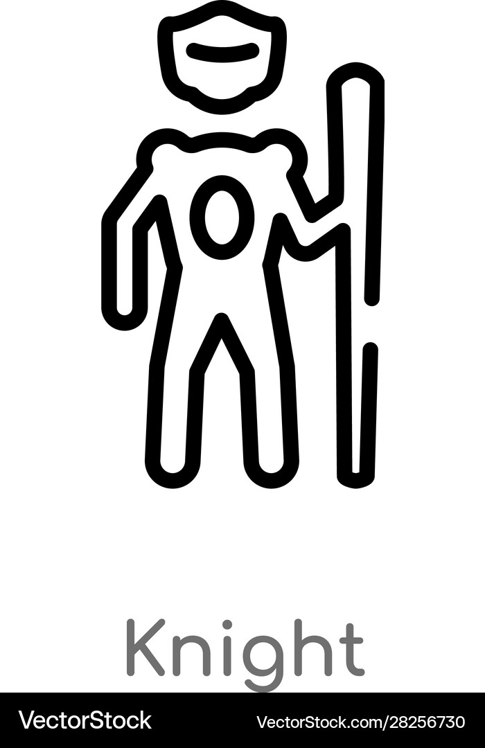 Outline knight icon isolated black simple line Vector Image