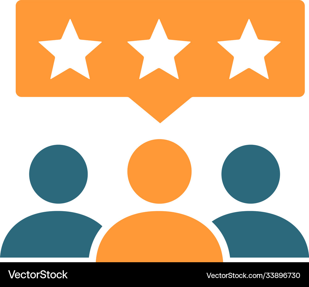 People with stars in chat bubble colored icon Vector Image