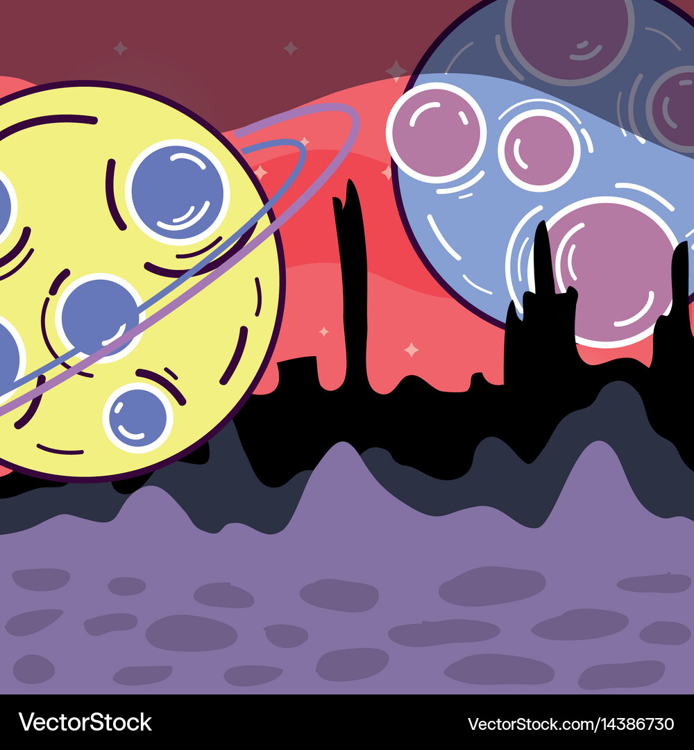 Planets in the galaxy space and exploration Vector Image