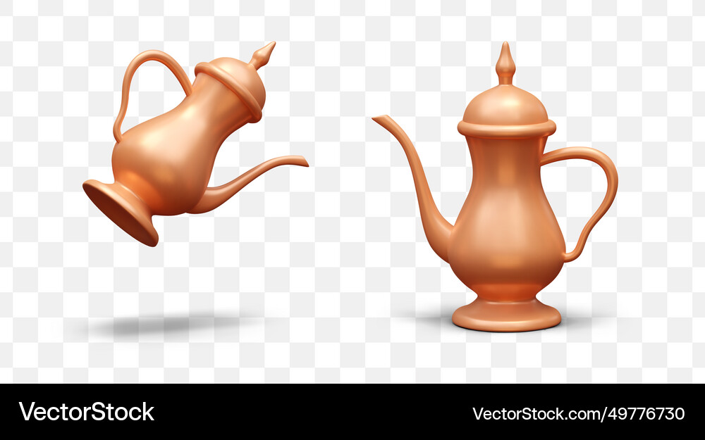 Realistic golden traditional teapot with shadow Vector Image