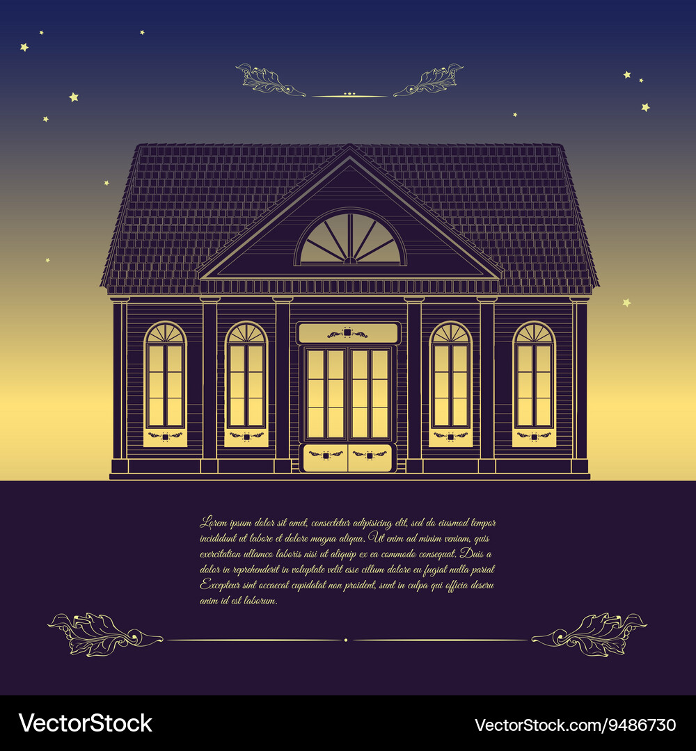 Retro with old house floral Royalty Free Vector Image