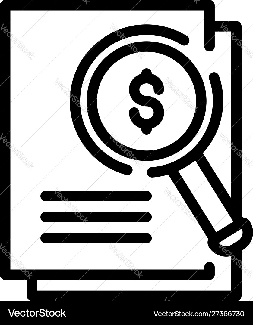 Stocks and magnifier icon outline style Royalty Free Vector