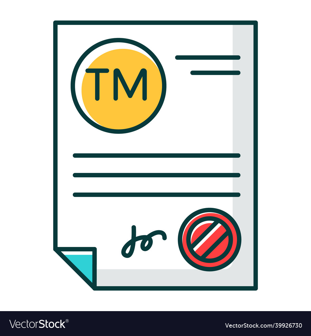 Trademark certificate rgb color icon Royalty Free Vector Trademark certificate rgb color icon Royalty Free Vector