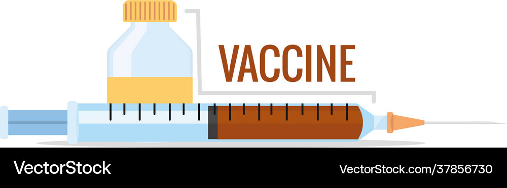 Vial and syringe vaccination poster Royalty Free Vector