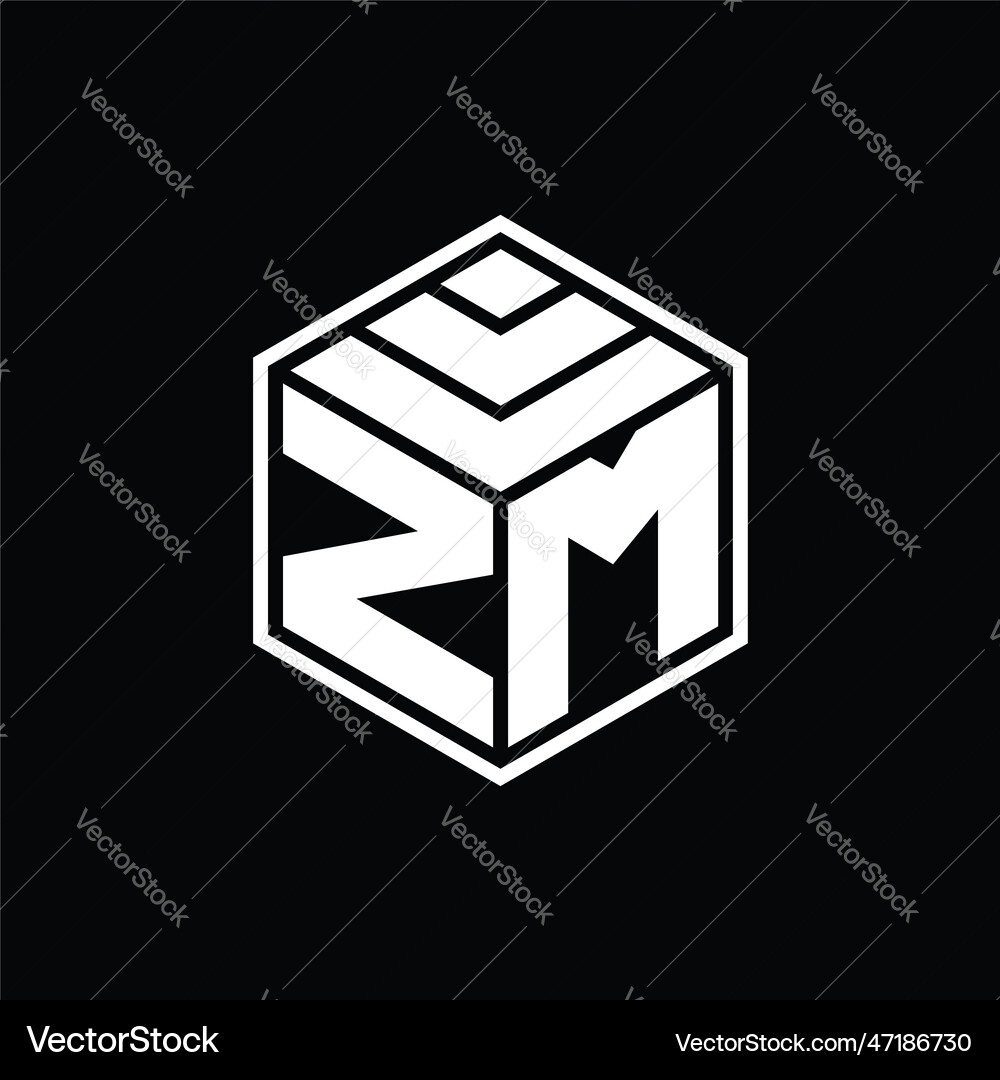 Zm logo monogram with hexagon geometric isolated Vector Image