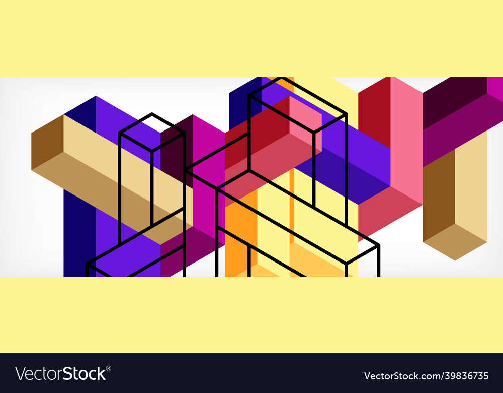 Abstract background 3d cubes cubic elements Vector Image