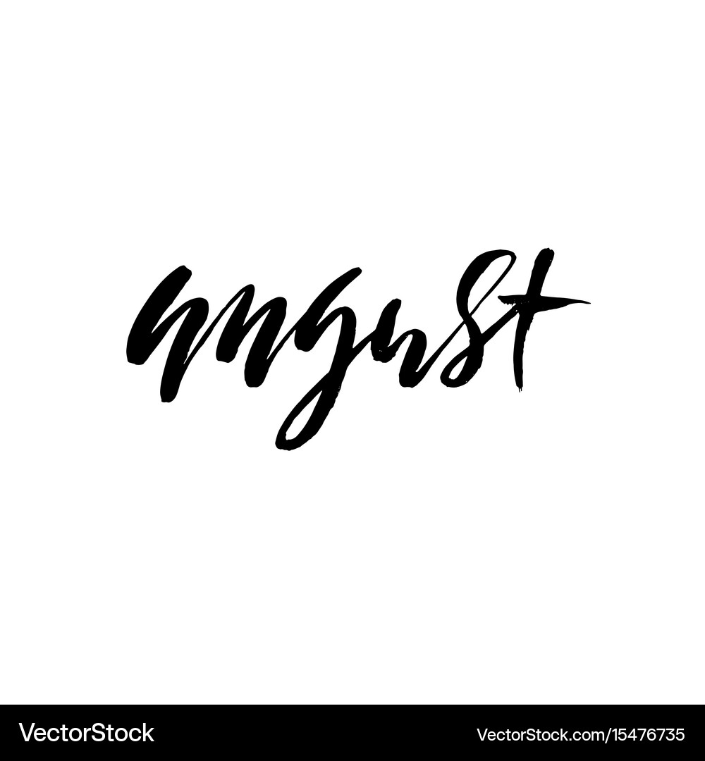 August summer month lettering calligraphic Vector Image