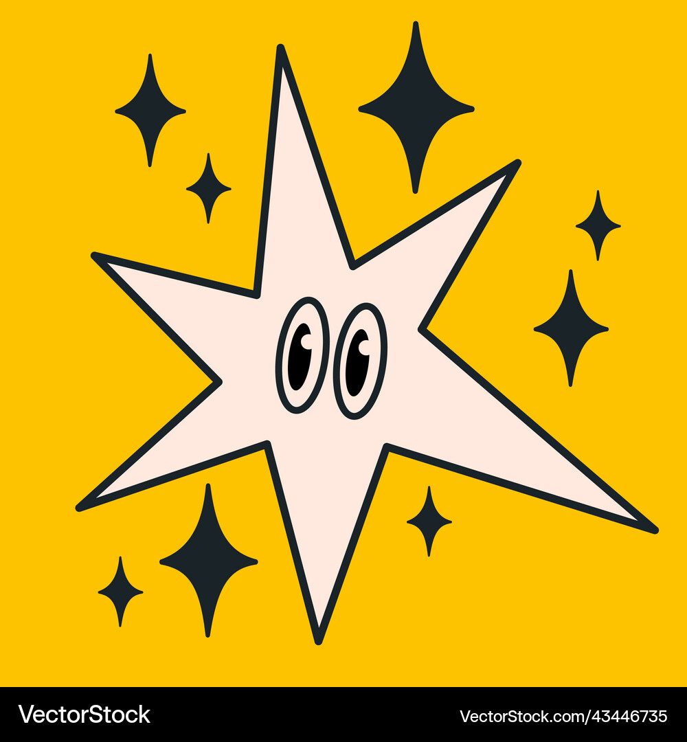 Cartoon funny cute star comic character Royalty Free Vector