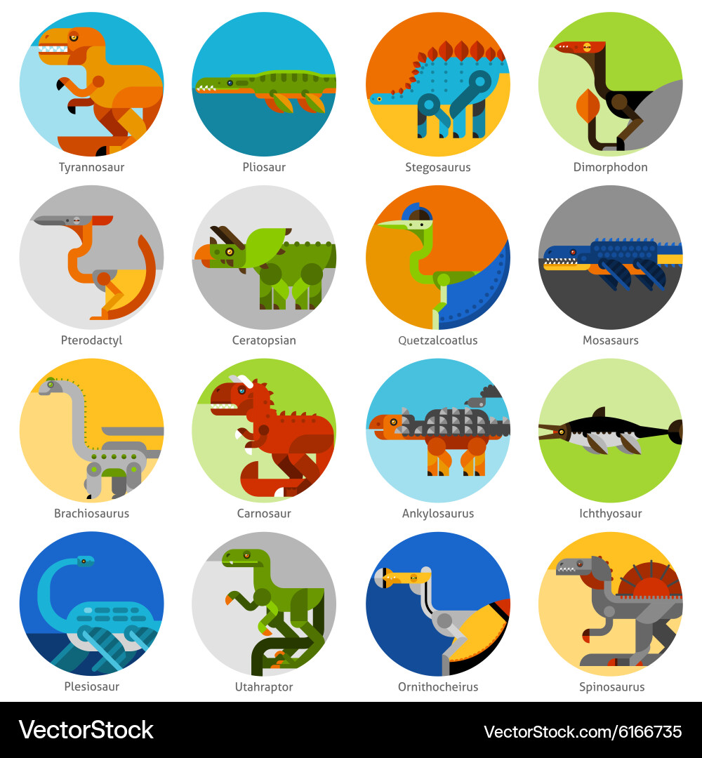 Dinosaur icons set Royalty Free Vector Image - VectorStock