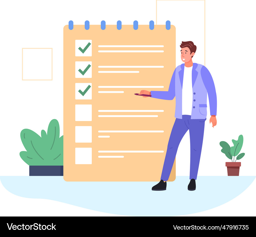 Done conclusions businessman holding pencil Vector Image