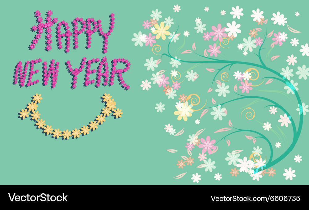 Greeting card for happy new year with pattern Vector Image