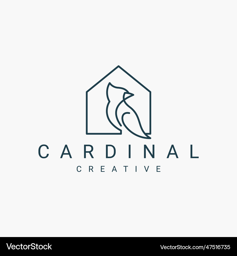 Line art cardinal house logo Royalty Free Vector Image