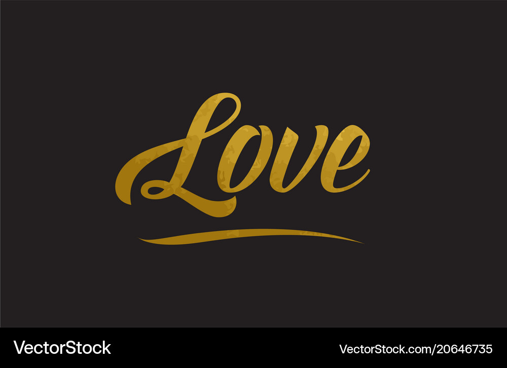 Love gold word text typography Royalty Free Vector Image