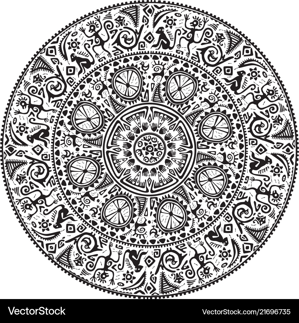 Monochrome round seamless ornament Royalty Free Vector Image