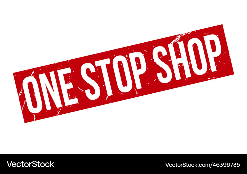 Red one stop shop rubber stamp seal Royalty Free Vector