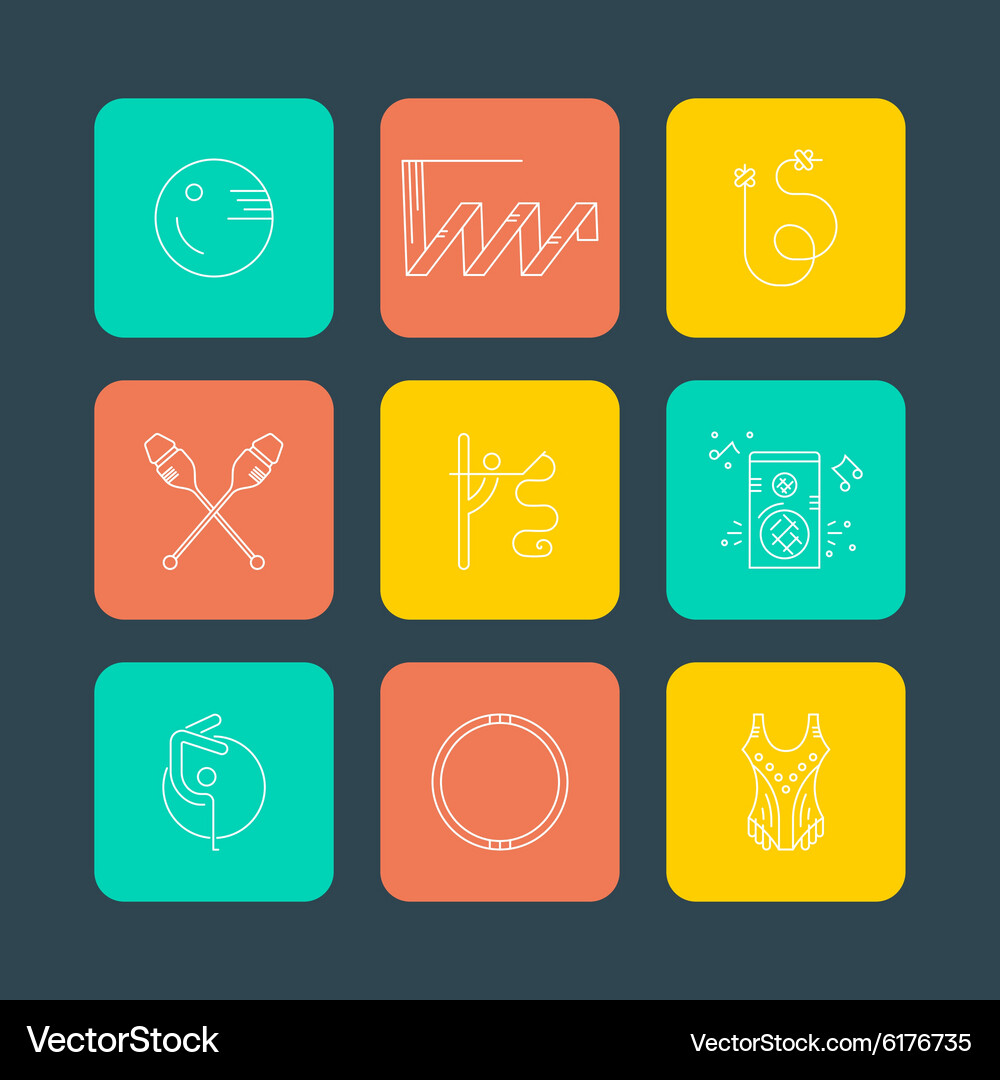 Rhythmic gymnastics icons Royalty Free Vector Image