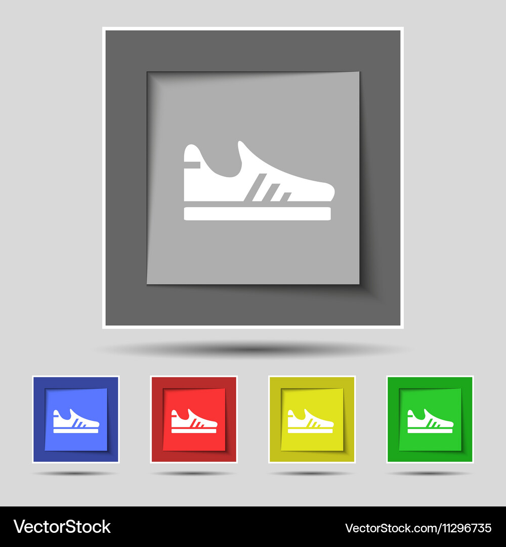 Running shoe icon sign on original five colored Vector Image