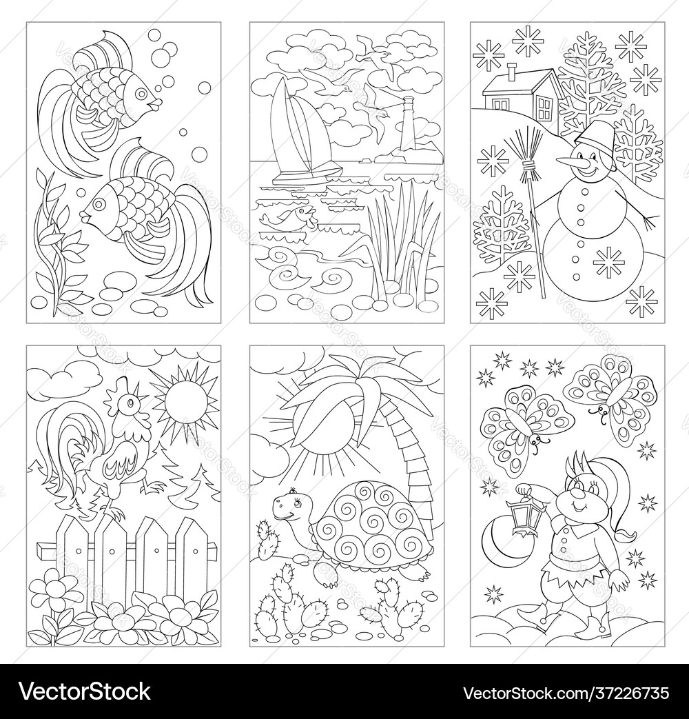 Set black and white pages for bacoloring Vector Image