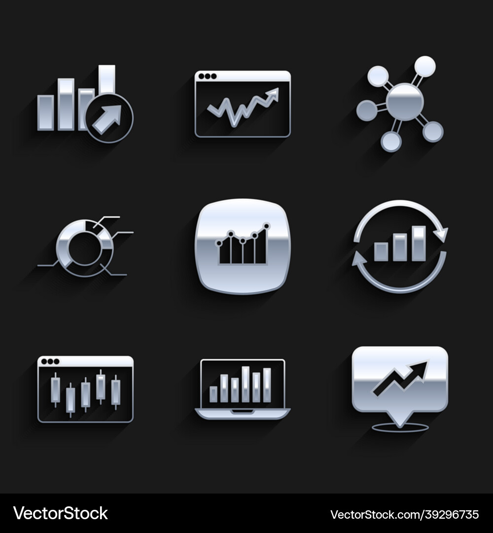 Set financial growth laptop with graph chart Vector Image