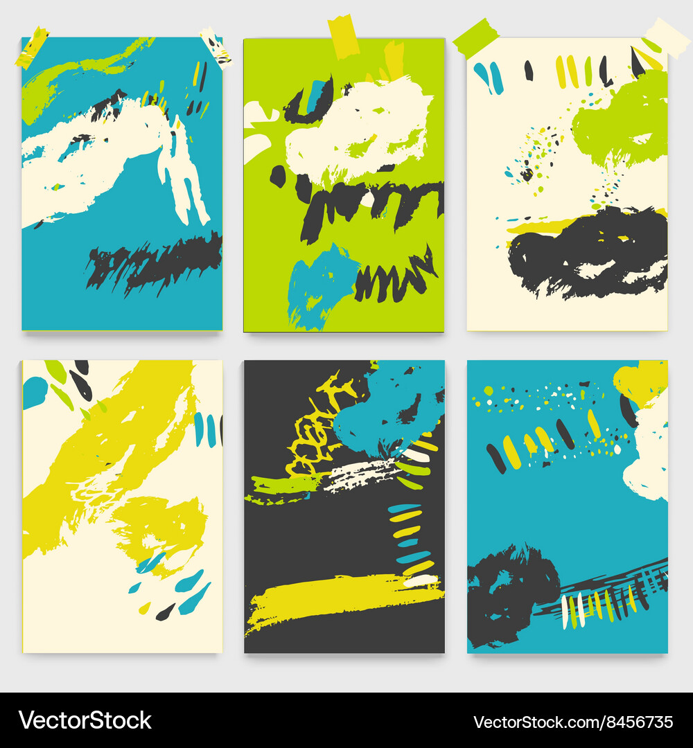 Set of creative universal brush stroke cards Vector Image
