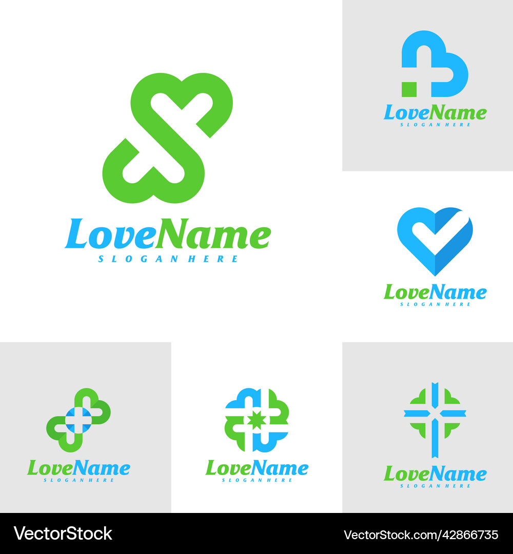 Set of love logo design template creative Vector Image