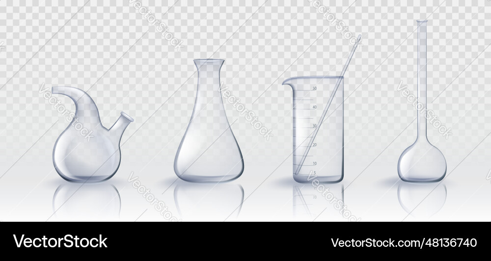 3d chemistry laboratory test glass beaker Vector Image