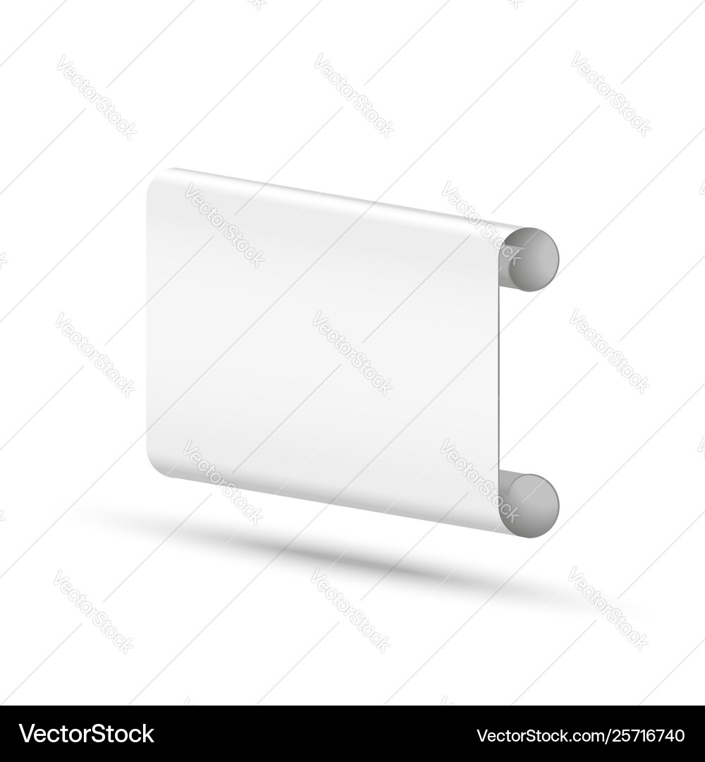 A sheet white paper mockup rolled out a Royalty Free Vector