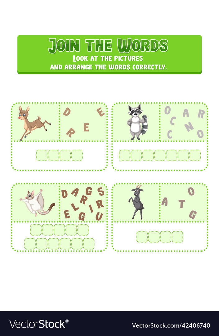 Arrange the letters in order with pictures Vector Image