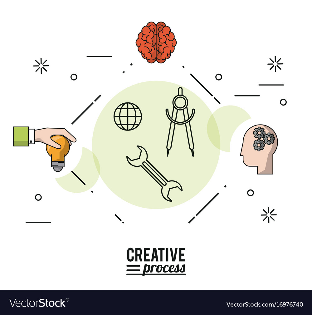 Colorful poster creative process with silhouettes Vector Image