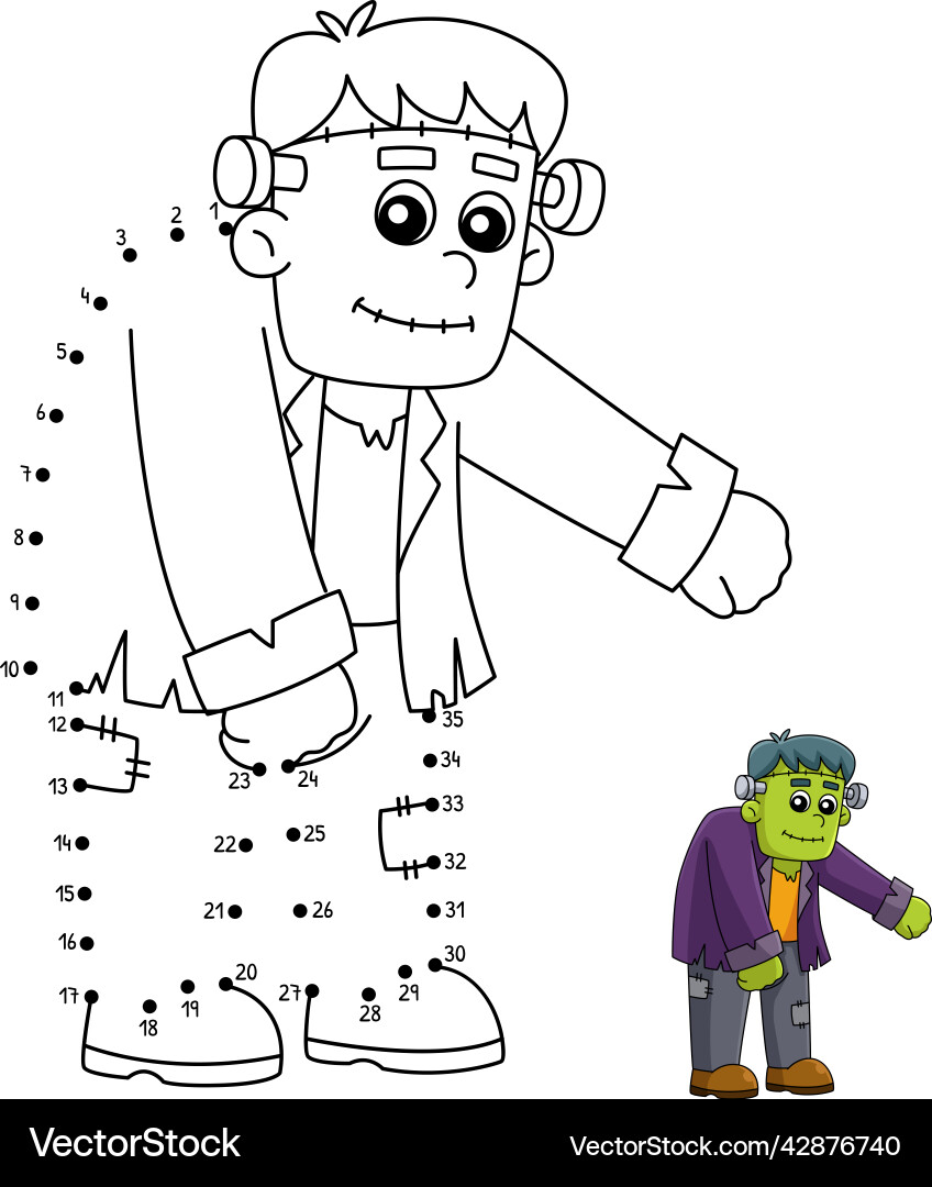 Dot to frankenstein halloween isolated Royalty Free Vector