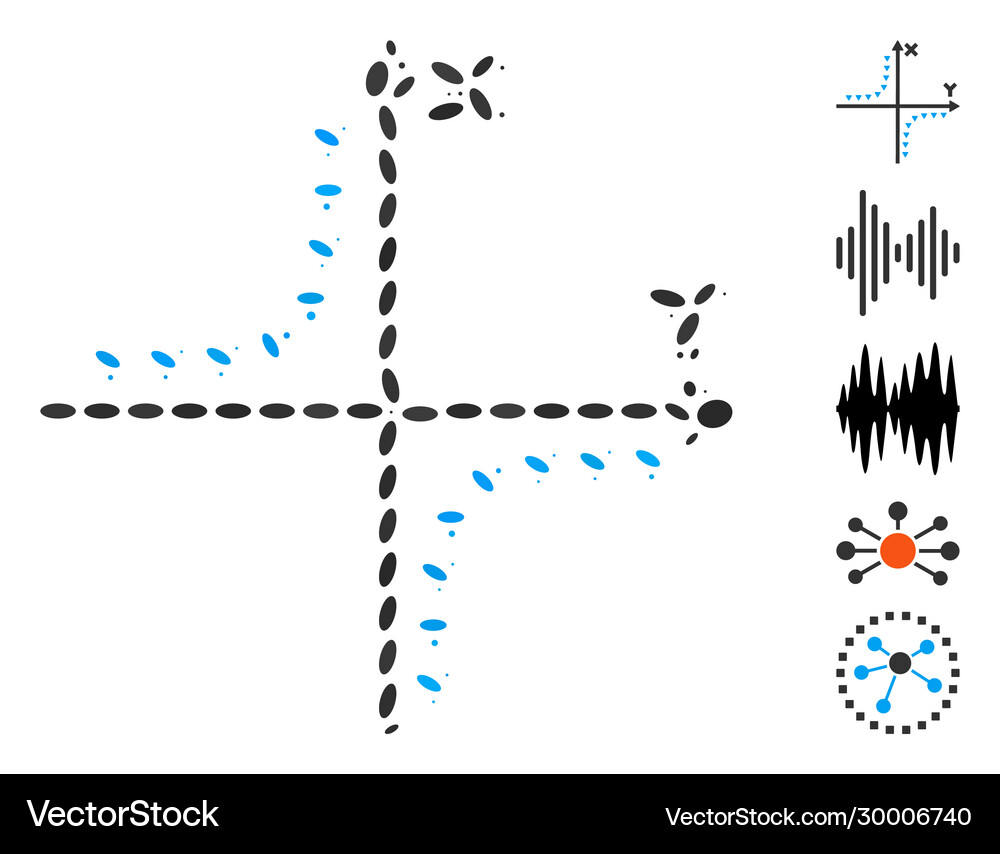 Dotted mosaic hyperbola plot Royalty Free Vector Image