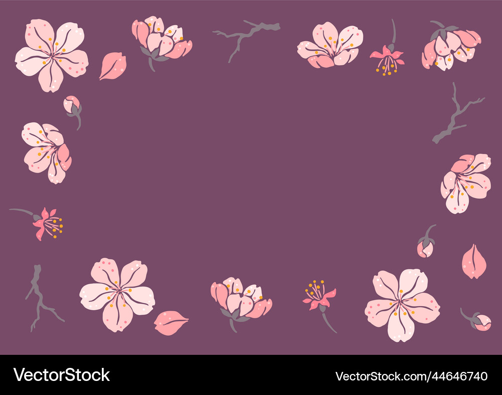 Frame with sakura flowers beautiful decorative Vector Image