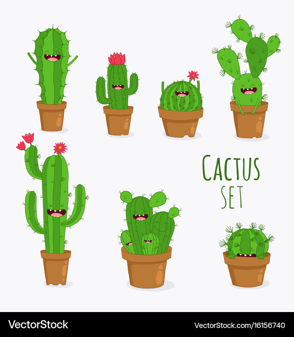 Funny cactus stickers can be Royalty Free Vector Image