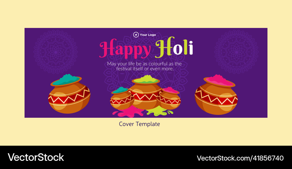 Happy holi cover page design Royalty Free Vector Image