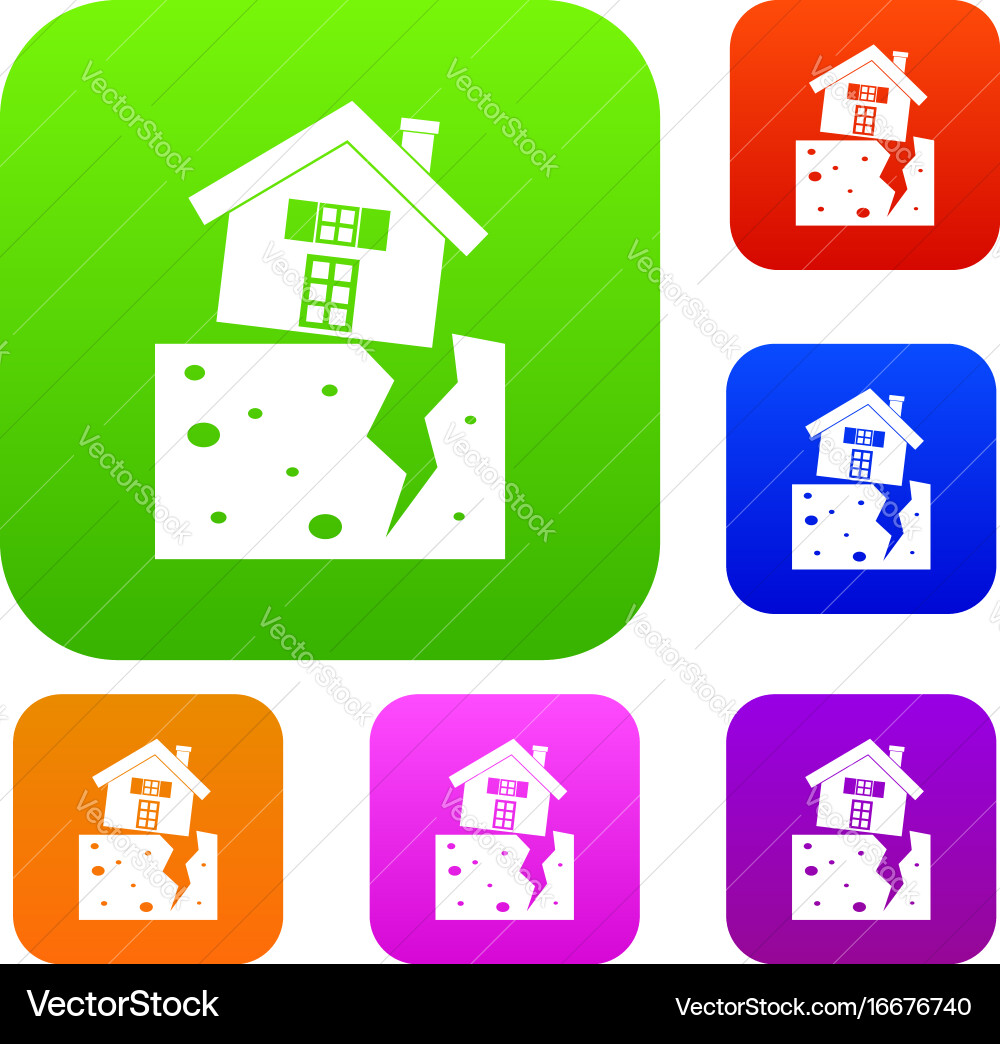 House after an earthquake set collection Vector Image