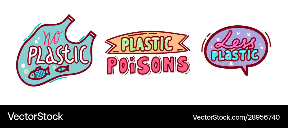 No plastic poisons badges set isolated on white Vector Image