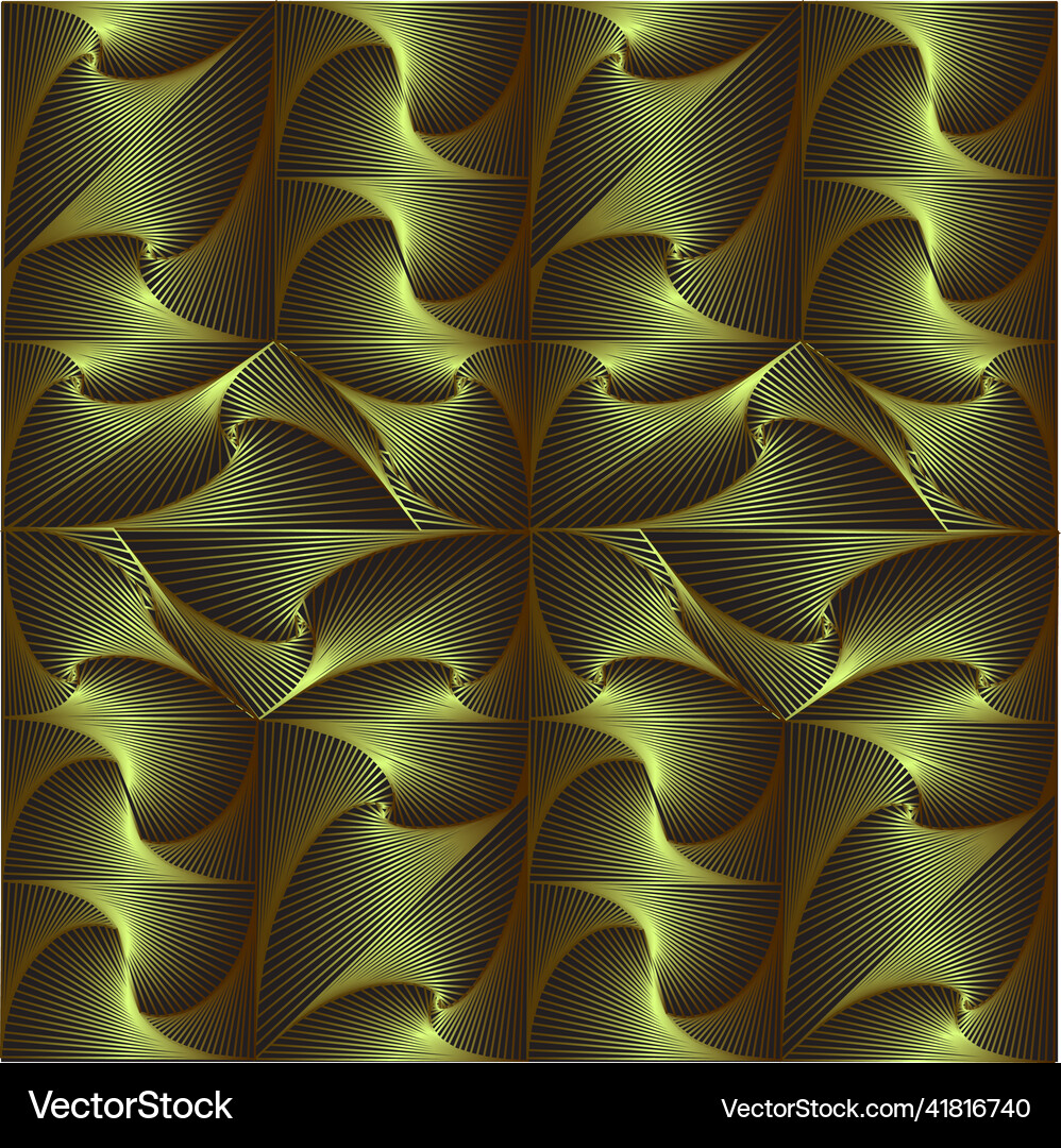 Seamless golden pattern of spiral triangles Vector Image