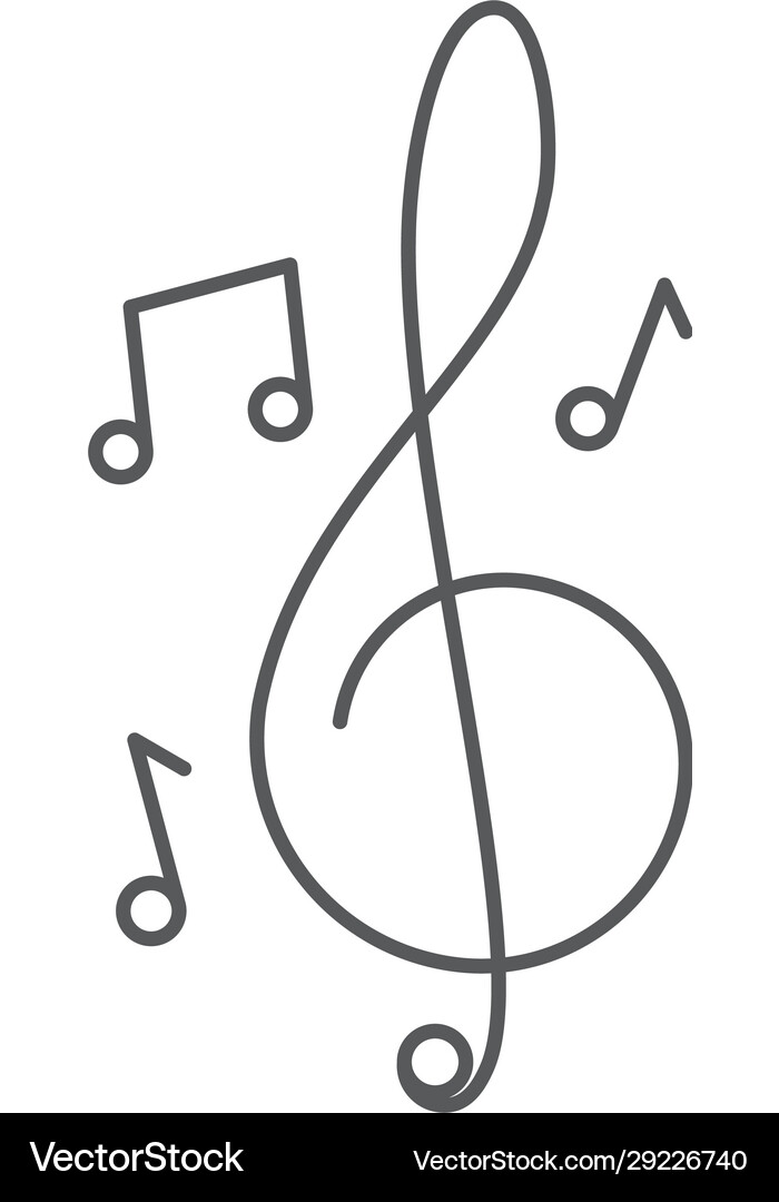 Treble clef and music notes icon concept isolated Vector Image