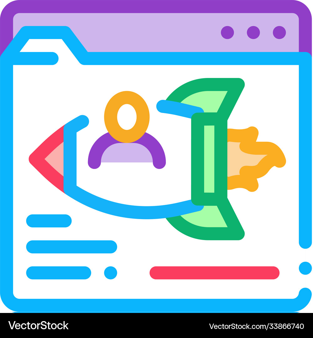 Web site find fast job icon outline Royalty Free Vector